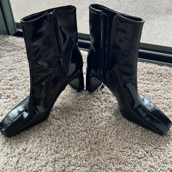 Zara | Shoes | Zara Square Toe Patent Boots 6 2 | Poshmark